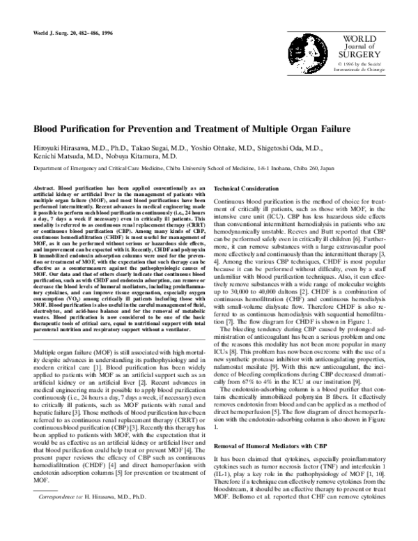 (PDF) Blood Purification for Prevention and Treatment of Multiple Organ ...