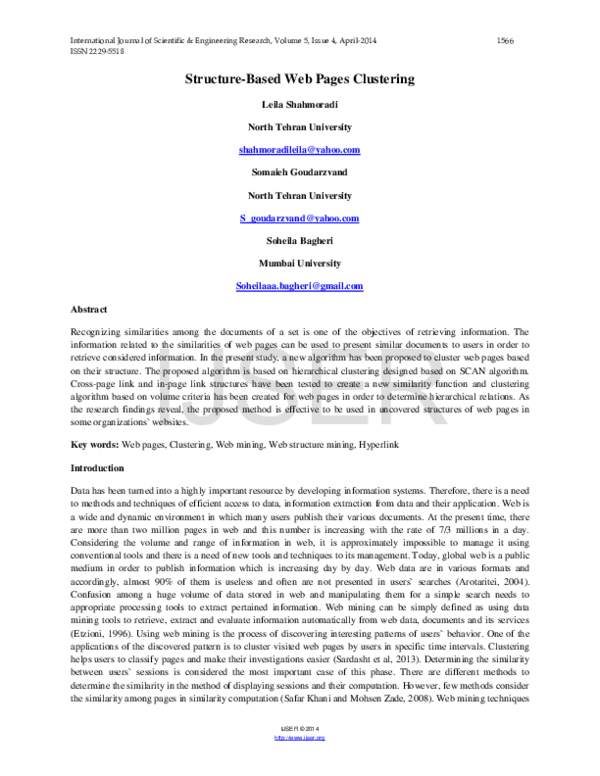 (PDF) Structure-Based Web Pages Clustering