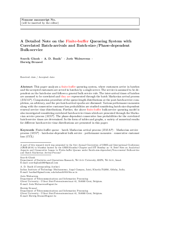 Pdf A Detailed Note On The Finite Buffer Queueing System With Correlated Batch Arrivals And