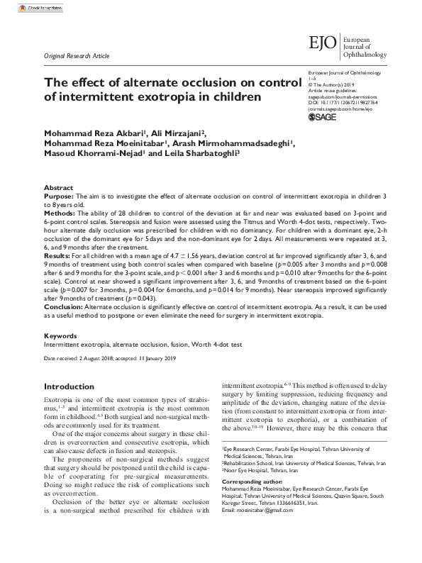 (PDF) The effect of alternate occlusion on control of intermittent ...