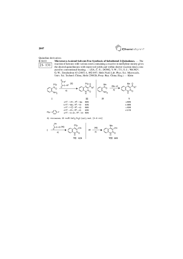(PDF) Microwave-Assisted, Solvent-Free Synthesis of Several Quinazoline Alkaloid Frameworks