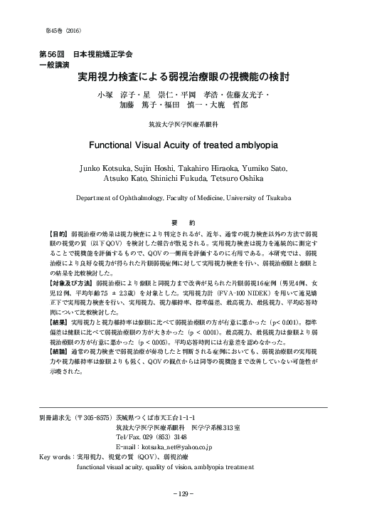 (PDF) Functional Visual Acuity of treated amblyopia