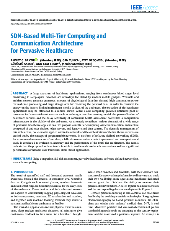 (PDF) SDN-Based Multi-Tier Computing and Communication Architecture for Pervasive Healthcare