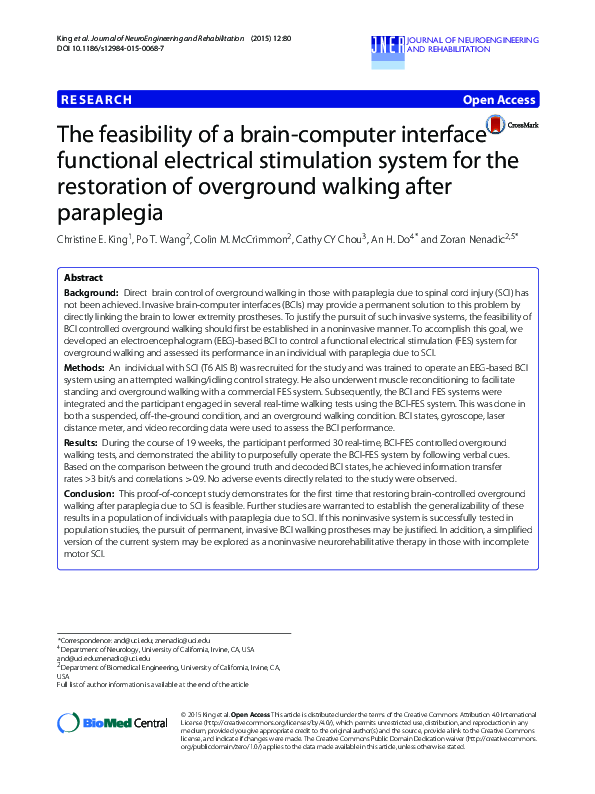 (PDF) The feasibility of a brain-computer interface functional ...