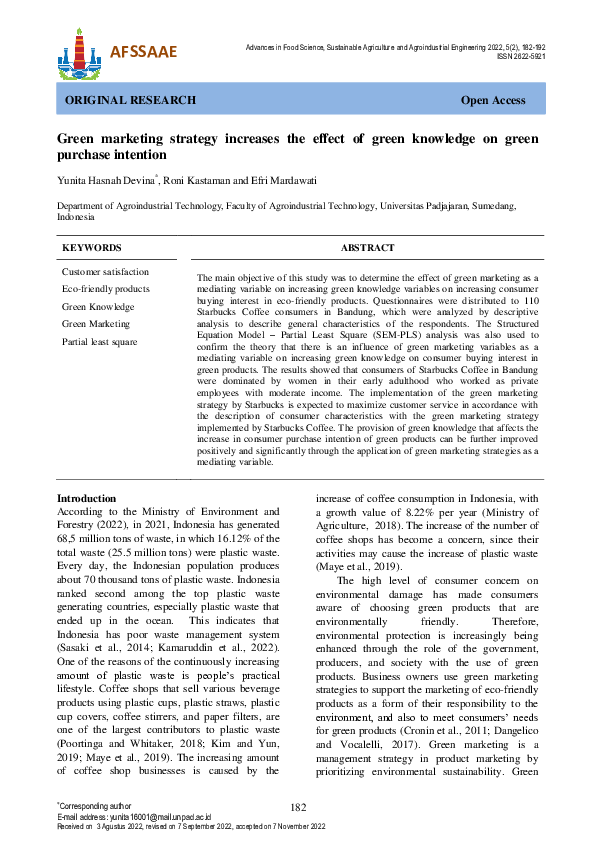 (PDF) Green marketing strategy increases the effect of green knowledge ...