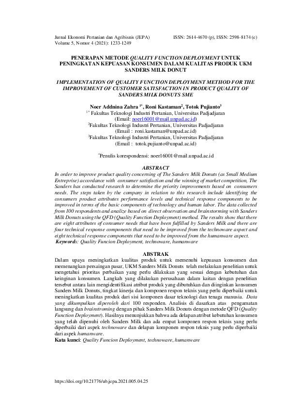 (PDF) Penerapan Metode Quality Function Deployment untuk Peningkatan Kepuasan Konsumen dalam ...
