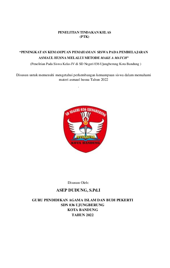 (PDF) PENELITIAN TINDAKAN KELAS (PTK) "PENINGKATAN KEMAMPUAN PEMAHAMAN ...