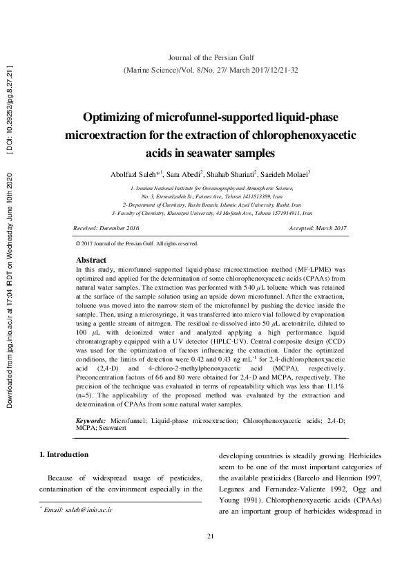 (PDF) Optimizing of microfunnel-supported liquid-phase microextraction ...