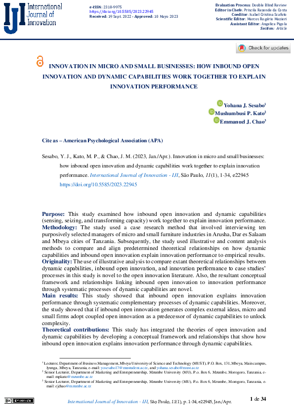 (PDF) Innovation in micro and small businesses: how inbound open ...