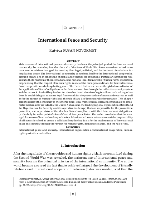 (PDF) International Peace and Security