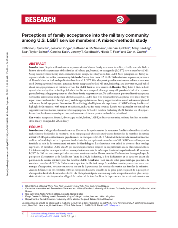 (PDF) Perceptions of family acceptance into the military community ...