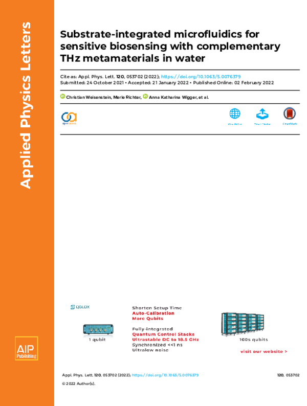 (PDF) Sensitive THz Biosensing in Water Using Integrated Microfluidics