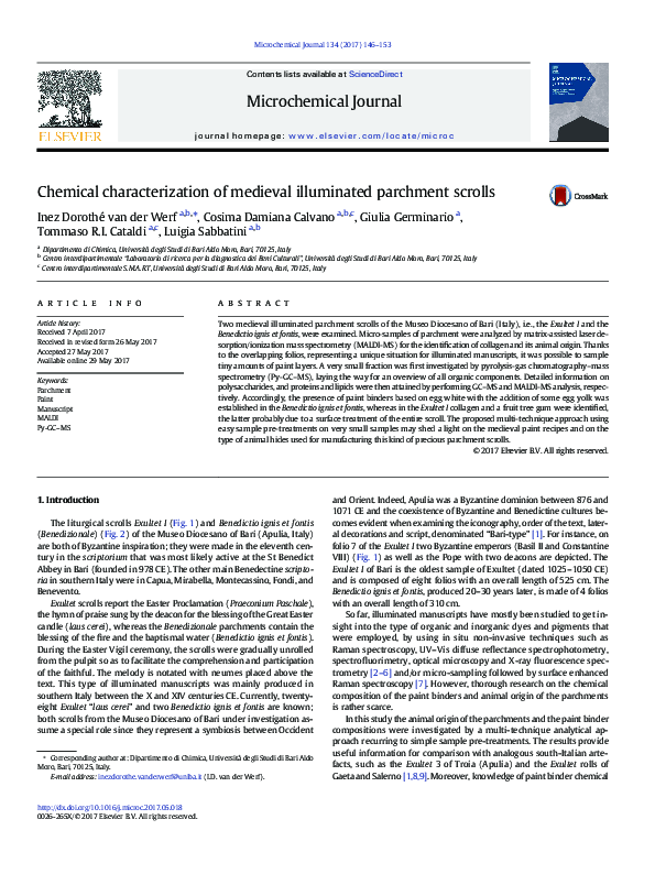 (PDF) Chemical characterization of medieval illuminated parchment scrolls
