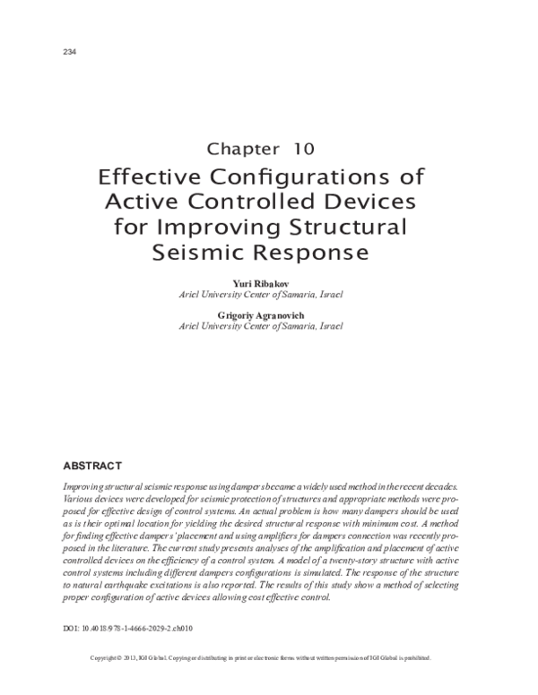 (PDF) Effective Configurations of Active Controlled Devices for Improving Structural Seismic ...