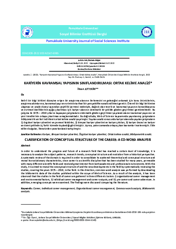 (PDF) Classification of Conceptual Structure of the Career: A Co-Word ...