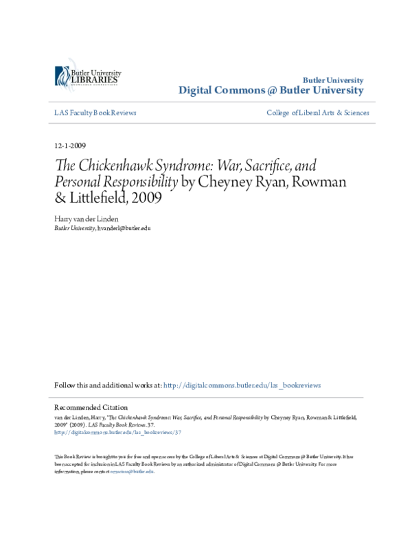 (PDF) The Chickenhawk syndrome: war, sacrifice, and personal ...