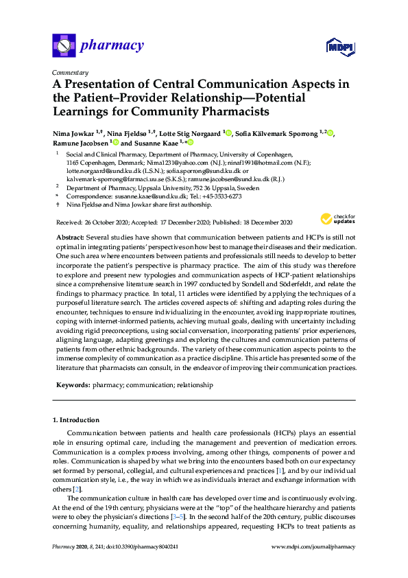 (PDF) A Presentation of Central Communication Aspects in the Patient ...
