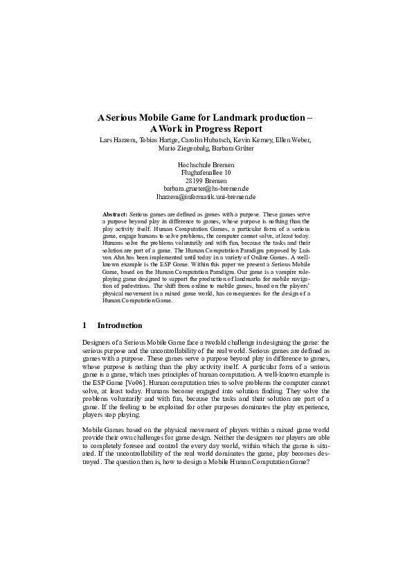 (PDF) A Serious Mobile Game for Landmark Production - A Work in ...