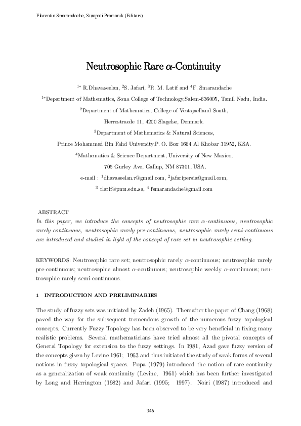(PDF) Neutrosophic Rare Alpha-Continuity