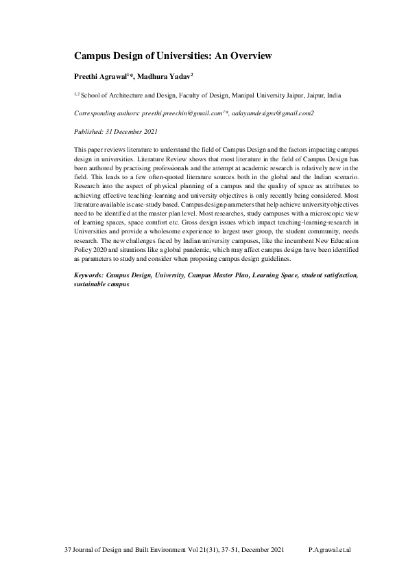 (PDF) Campus Design of Universities: An Overview