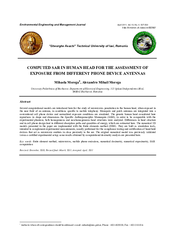 (PDF) Computed Sar in Human Head for the Assessment of Exposure from ...