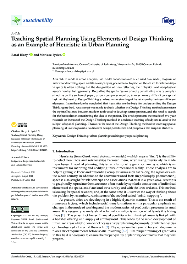 (PDF) Teaching Spatial Planning Using Elements of Design Thinking as an Example of Heuristic in ...