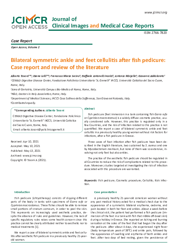 (PDF) Bilateral symmetric ankles and feet cellulitis after fish ...
