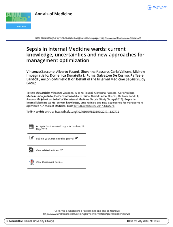 Pdf Sepsis In Internal Medicine Wards Current Knowledge