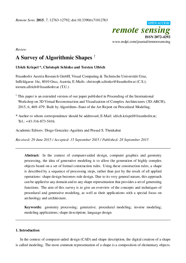 (PDF) A Survey of Algorithmic Shapes