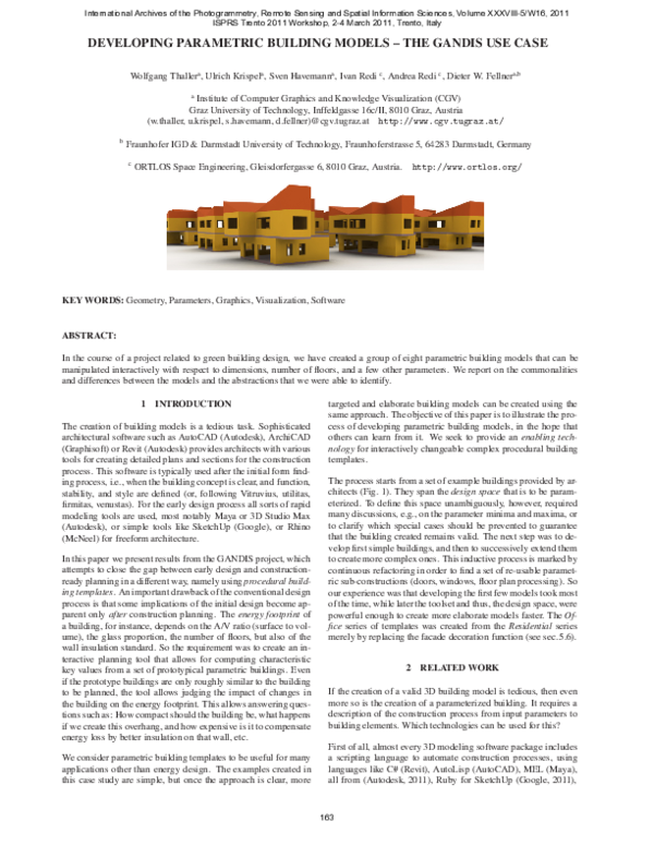 (PDF) Developing Parametric Building Models – the Gandis Use Case