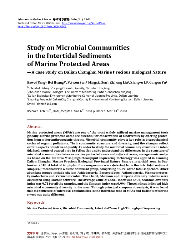 (PDF) Study on Microbial Communities in the Intertidal Sediments of ...