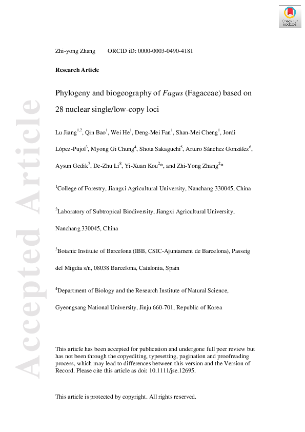 (PDF) Phylogeny and biogeography of Fagus (Fagaceae) based on 28 ...