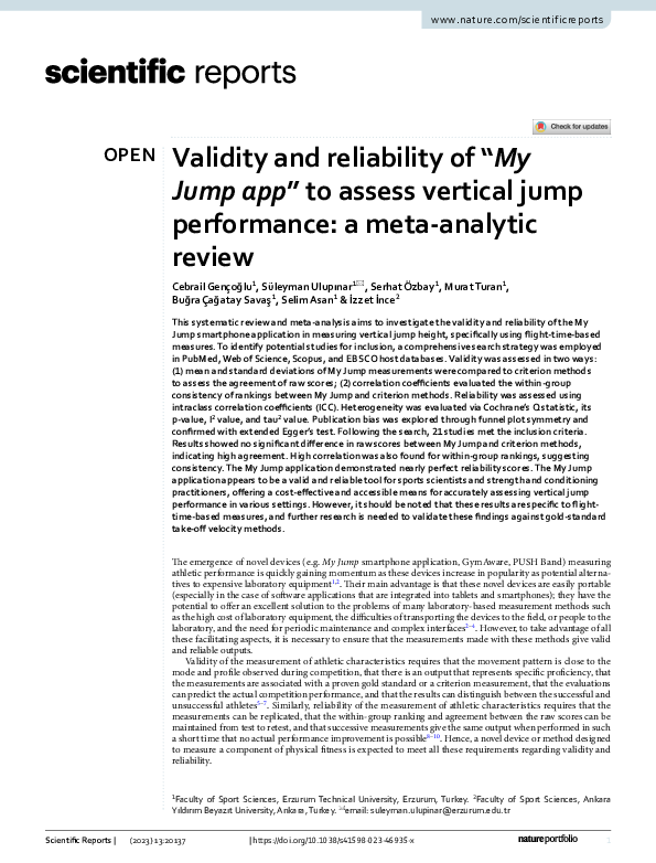 (PDF) Validity and reliability of “My Jump app” to assess vertical jump performance: a meta ...
