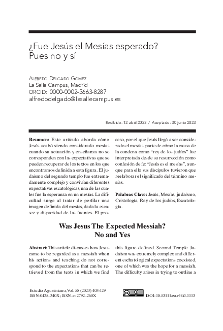 (PDF) ¿Fue Jesús el Mesías esperado? Pues no y sí / Was Jesus the ...