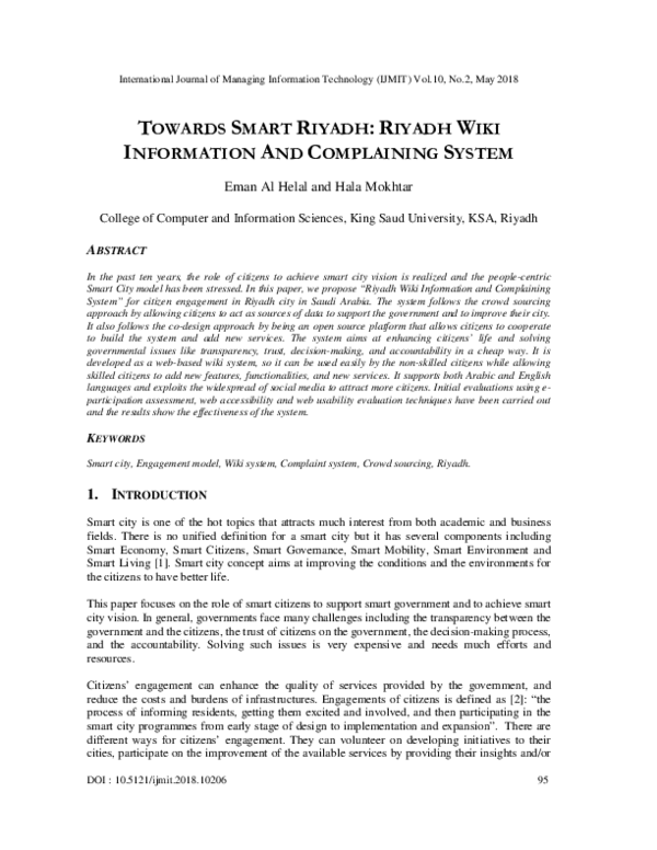 (PDF) Towards Smart Riyadh : Riyadh Wiki Information and Complaining ...