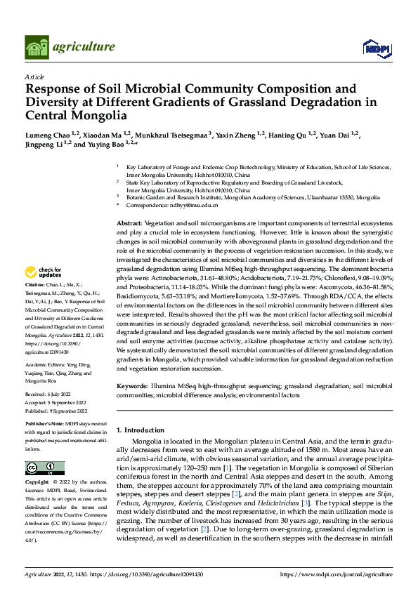 (PDF) Soil Microbial Diversity in Degraded Grasslands