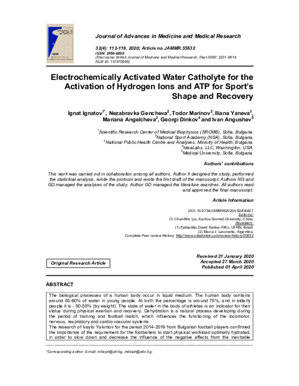 (PDF) Electrochemically Activated Water Catholyte for the Activation of ...