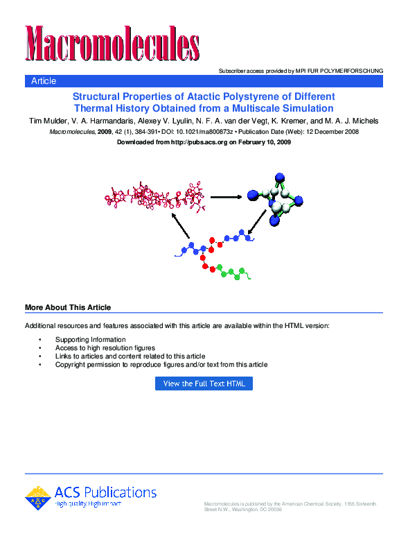 (PDF) Structural Properties of Atactic Polystyrene of Different Thermal ...