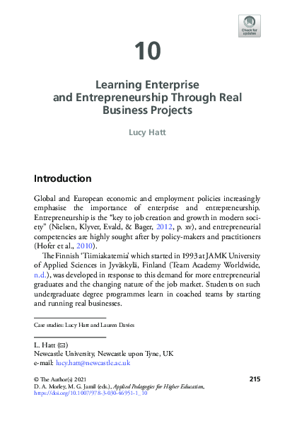 (PDF) Learning Enterprise and Entrepreneurship Through Real Business ...