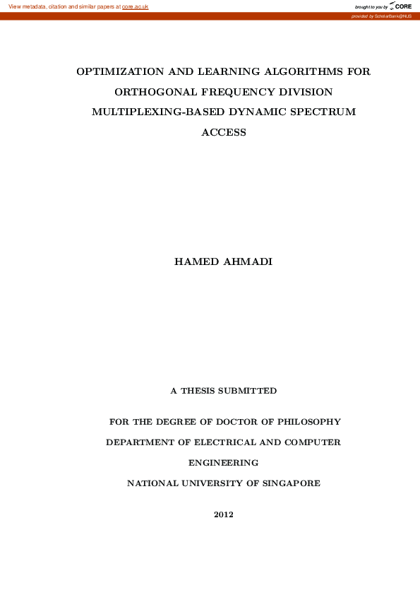 Pdf Optimization And Learning Algorithms For Orthogonal Frequency