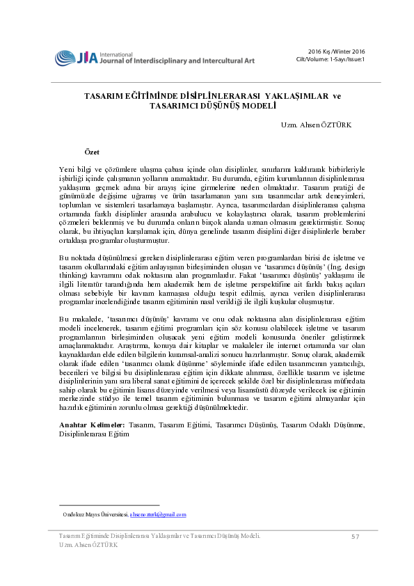 Pdf Interdisciplinary Approaches In Design Education And Design