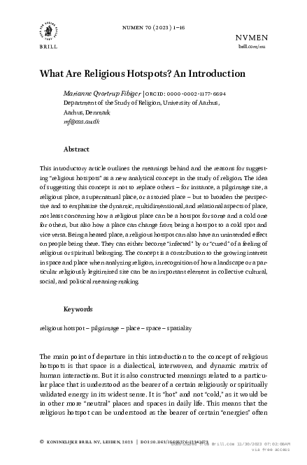 (PDF) What Are Religious Hotspots? An Introduction