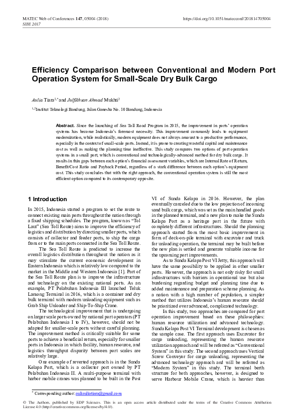 (PDF) Efficiency Comparison between Conventional and Modern Port ...