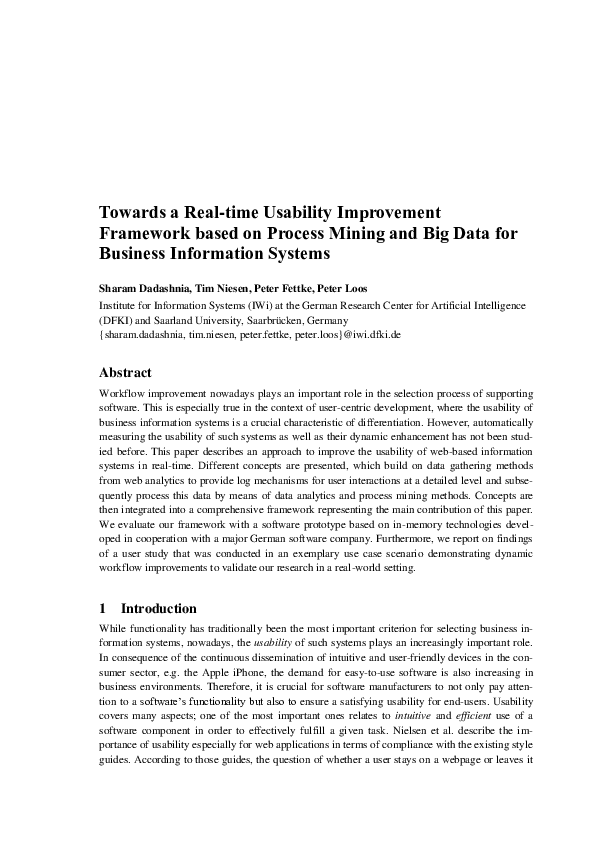 (PDF) Towards a Real-time Usability Improvement Framework based on Process Mining and Big Data ...