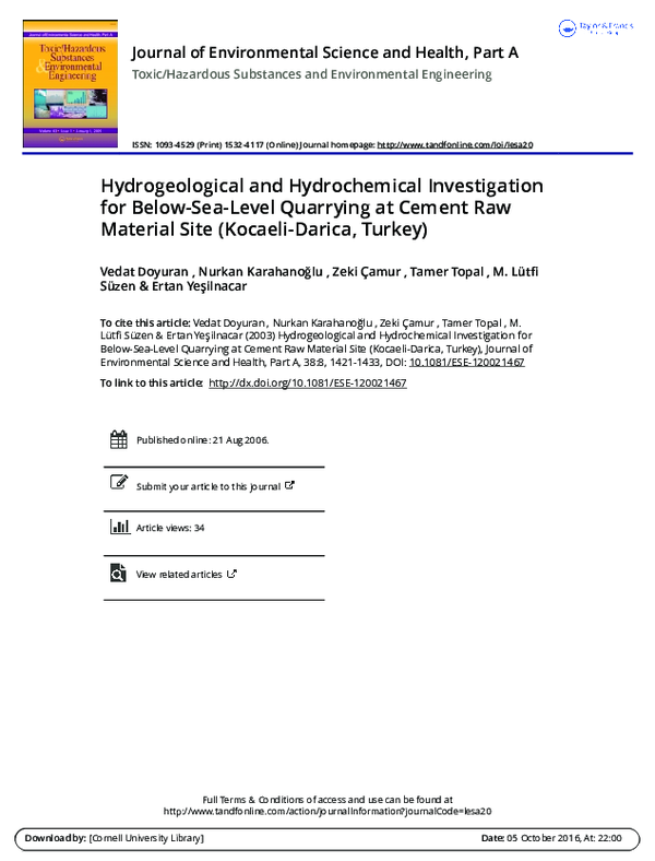 (PDF) Hydrogeological and hydrochemical investigation of groundwater using environmental ...