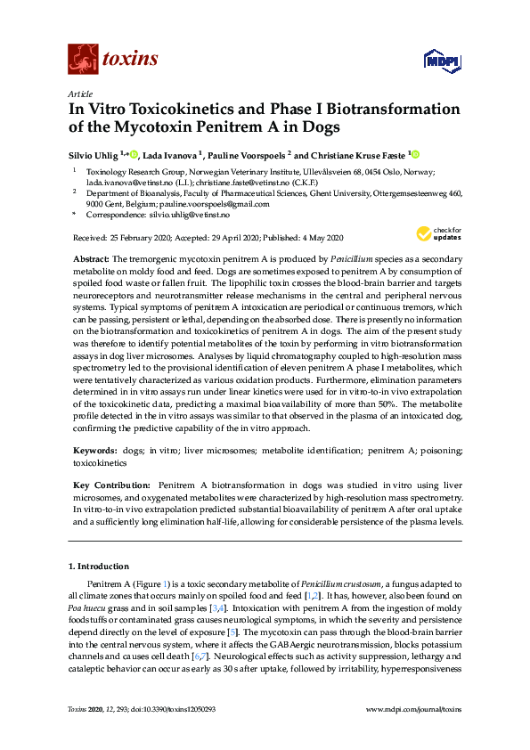 (PDF) In Vitro Toxicokinetics and Phase I Biotransformation of the ...