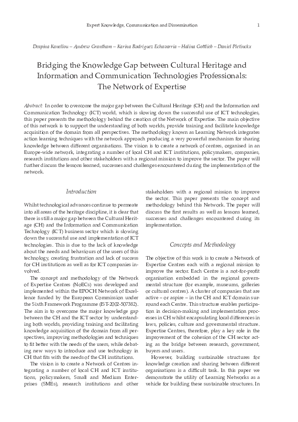 (PDF) Bridging the knowledge gap between cultural heritage and information and communication ...
