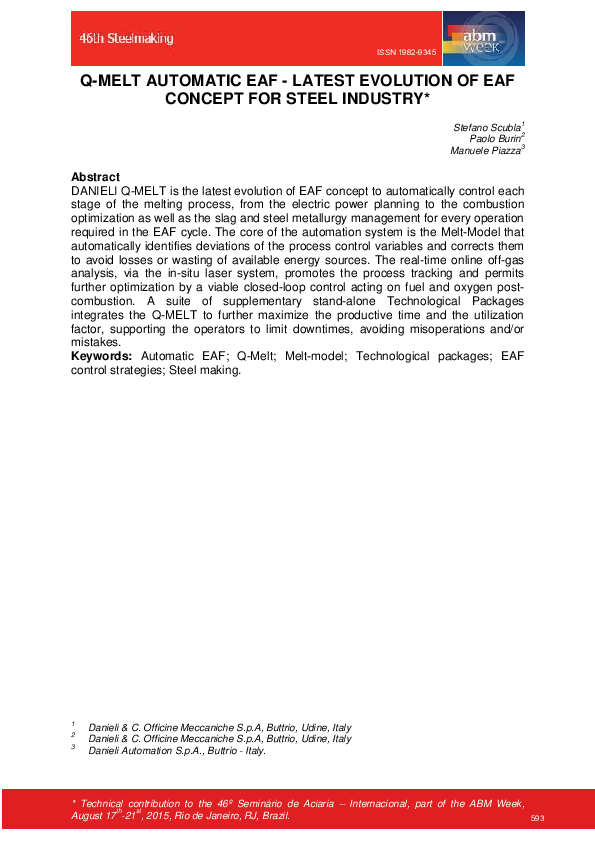 (PDF) Q-Melt Automatic Eaf - Latest Evolution of Eaf Concept for Steel ...