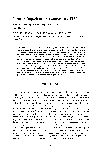 (PDF) Focused Impedance Measurement (FIM): A New Technique with ...