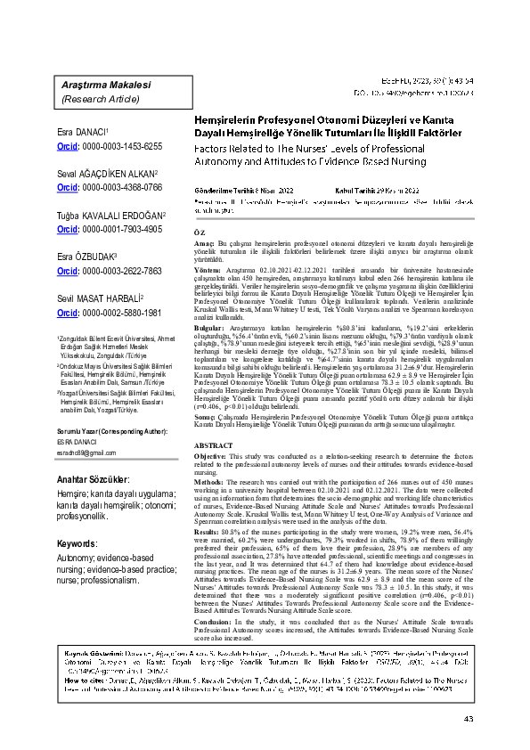 (PDF) The Effect of Nurses' Professional Autonomy Levels on Their ...